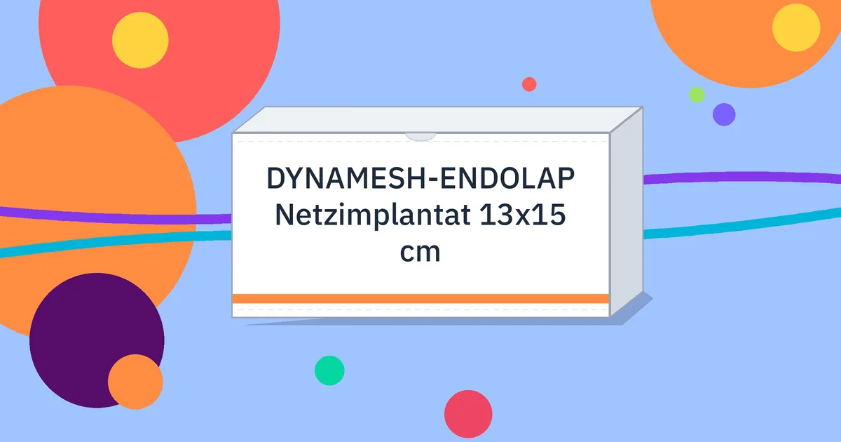 Symbolbild: Packung mit der Aufschrift DYNAMESH-ENDOLAP Netzimplantat 13x15 cm (PZN 09253866) – Verfügbarkeit und Bezug in Apotheken in Frankfurt am Main