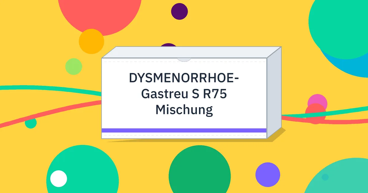 Symbolbild: Packung mit der Aufschrift DYSMENORRHOE-Gastreu S R75 Mischung (PZN 01686809) – Verfügbarkeit und Bezug in Apotheken in Frankfurt am Main