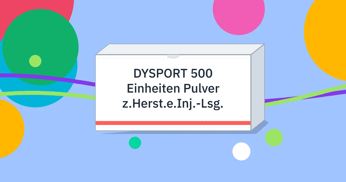 Symbolbild: Packung mit der Aufschrift DYSPORT 500 Einheiten Pulver z.Herst.e.Inj.-Lsg. (PZN 16201692) – Verfügbarkeit und Bezug in Apotheken in Frankfurt am Main