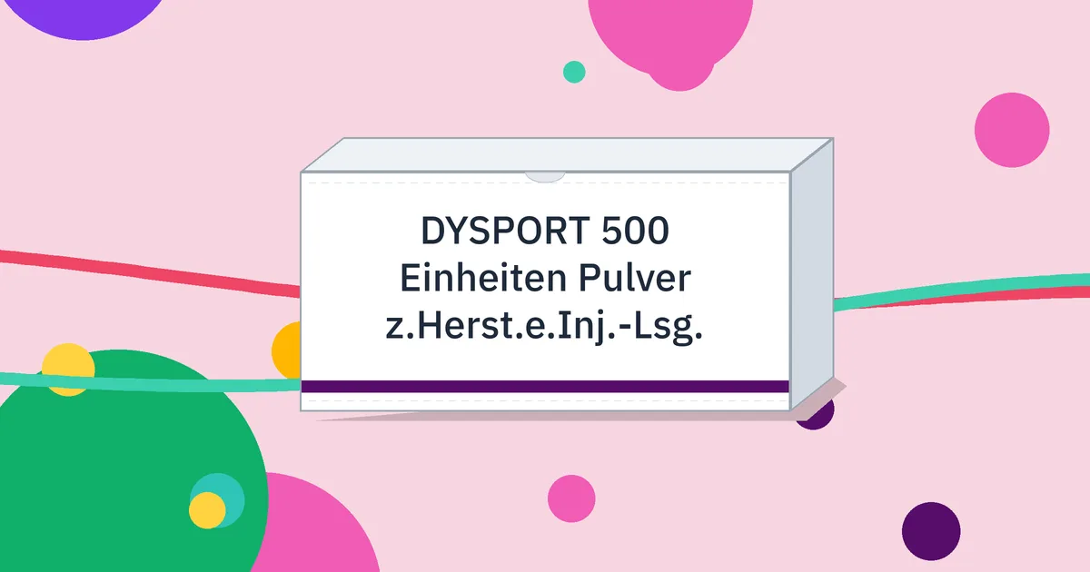 Symbolbild: Packung mit der Aufschrift DYSPORT 500 Einheiten Pulver z.Herst.e.Inj.-Lsg. (PZN 18103261) – Verfügbarkeit und Bezug in Apotheken in Frankfurt am Main