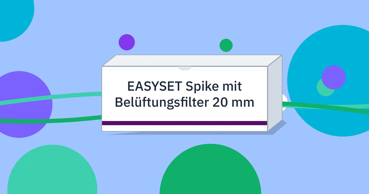 Symbolbild: Packung mit der Aufschrift EASYSET Spike mit Belüftungsfilter 20 mm (PZN 12394406) – Verfügbarkeit und Bezug in Apotheken in Frankfurt am Main