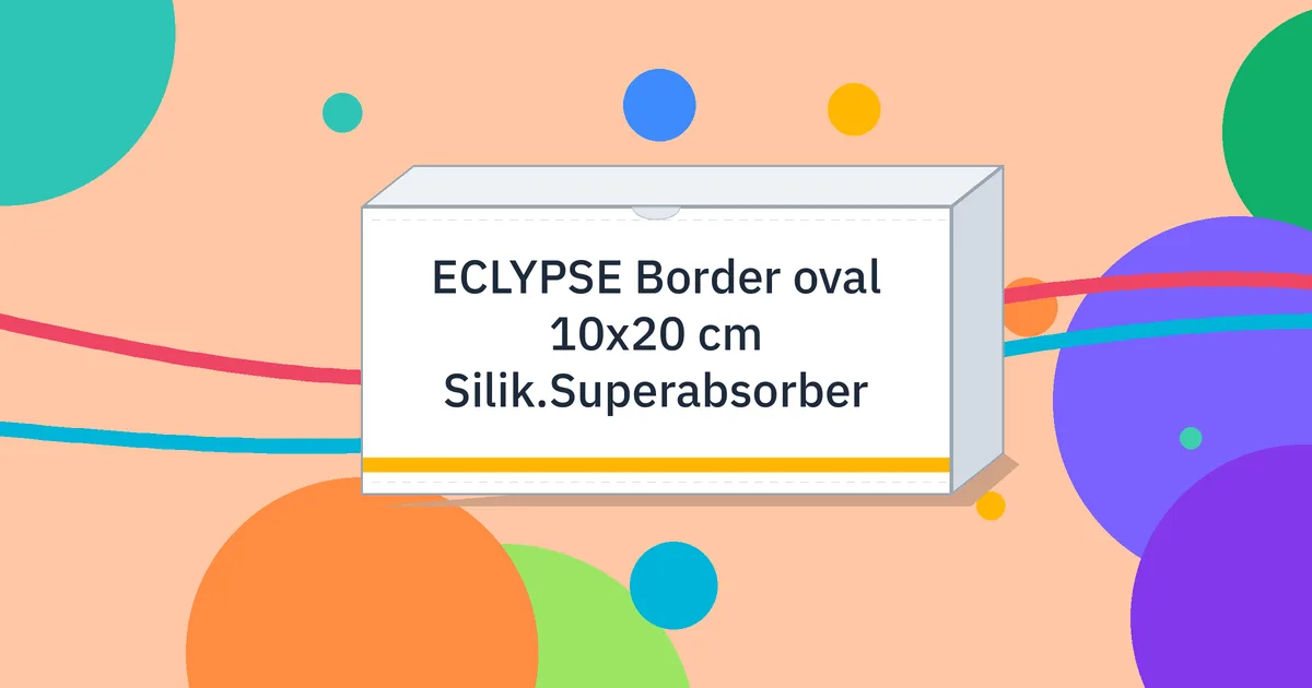 Symbolbild: Packung mit der Aufschrift ECLYPSE Border oval 10x20 cm Silik.Superabsorber (PZN 10258001) – Verfügbarkeit und Bezug in Apotheken in Frankfurt am Main