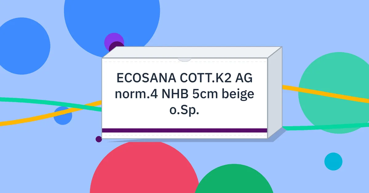 Symbolbild: Packung mit der Aufschrift ECOSANA COTT.K2 AG norm.4 NHB 5cm beige o.Sp. (PZN 16949870) – Verfügbarkeit und Bezug in Apotheken in Frankfurt am Main