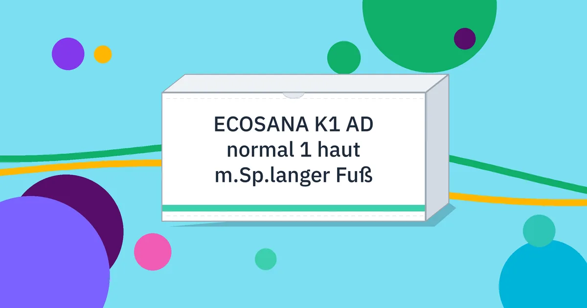 Symbolbild: Packung mit der Aufschrift ECOSANA K1 AD normal 1 haut m.Sp.langer Fuß (PZN 04724338) – Verfügbarkeit und Bezug in Apotheken in Frankfurt am Main