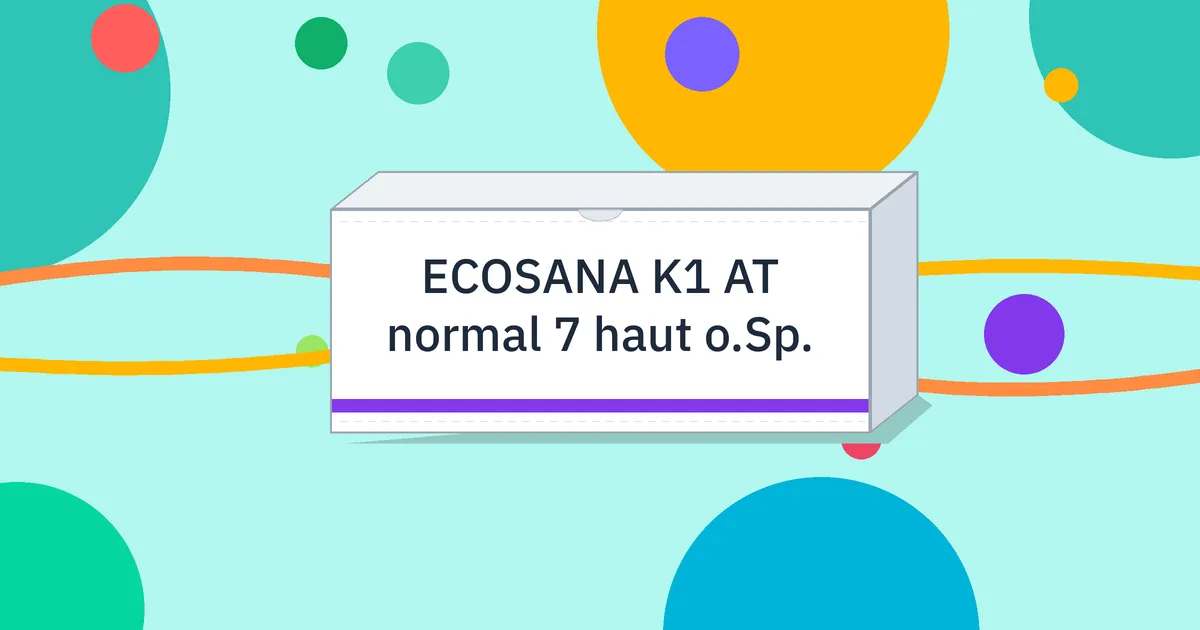 Symbolbild: Packung mit der Aufschrift ECOSANA K1 AT normal 7 haut o.Sp. (PZN 04732438) – Verfügbarkeit und Bezug in Apotheken in Frankfurt am Main