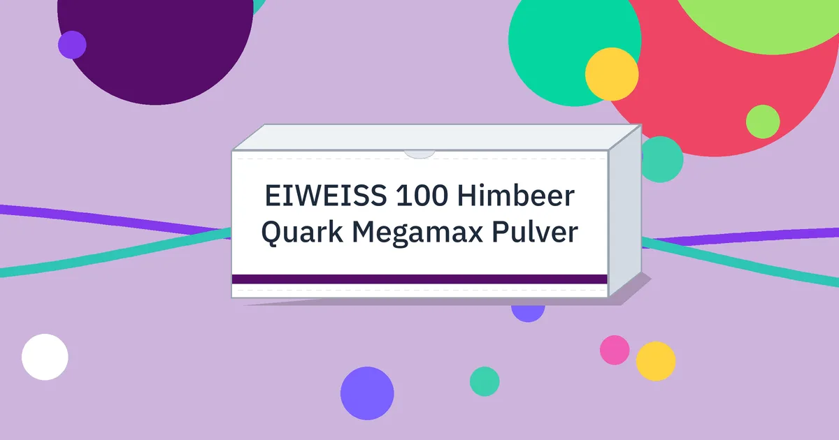 Symbolbild: Packung mit der Aufschrift EIWEISS 100 Himbeer Quark Megamax Pulver (PZN 01451207) – Verfügbarkeit und Bezug in Apotheken in Frankfurt am Main