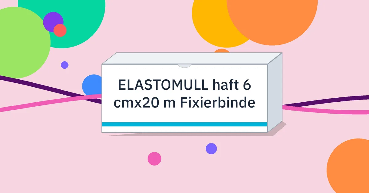 Symbolbild: Packung mit der Aufschrift ELASTOMULL haft 6 cmx20 m Fixierbinde (PZN 06618451) – Verfügbarkeit und Bezug in Apotheken in Frankfurt am Main