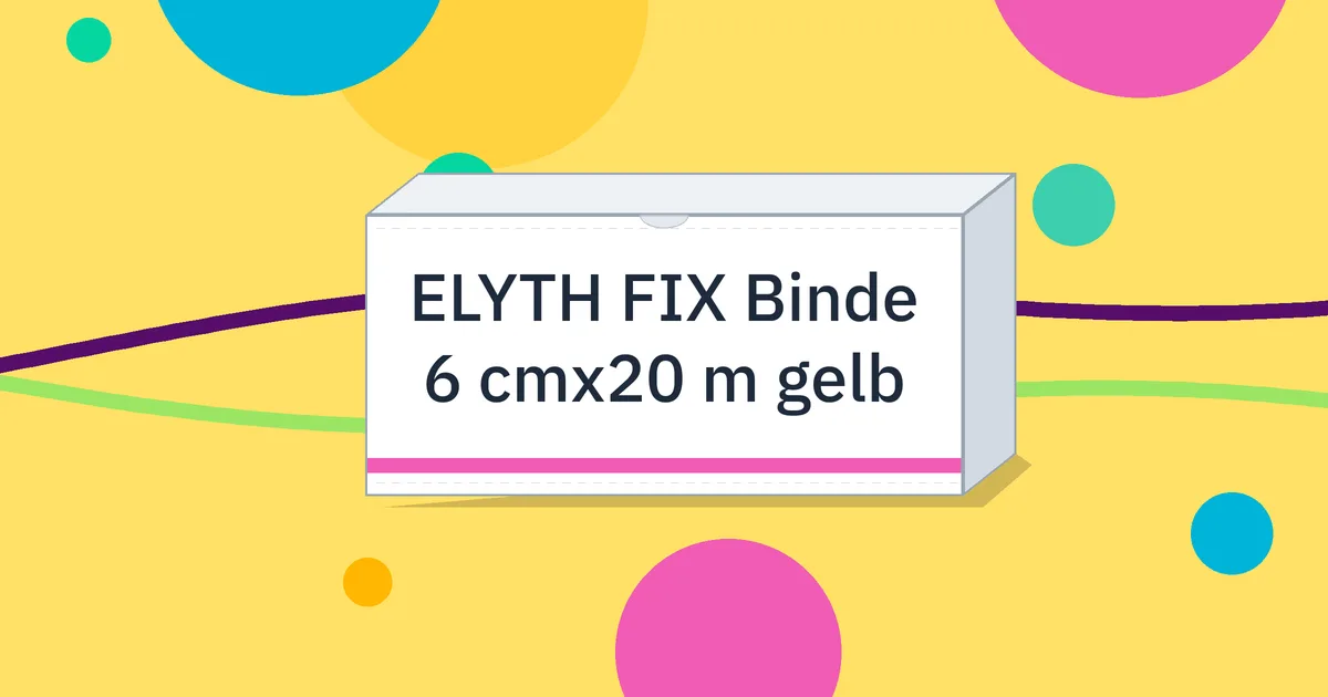 Symbolbild: Packung mit der Aufschrift ELYTH FIX Binde 6 cmx20 m gelb (PZN 10537563) – Verfügbarkeit und Bezug in Apotheken in Frankfurt am Main