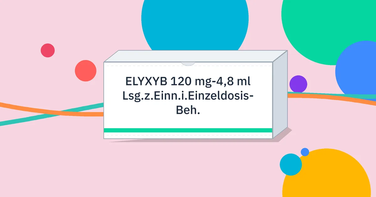 Symbolbild: Packung mit der Aufschrift ELYXYB 120 mg-4,8 ml Lsg.z.Einn.i.Einzeldosis-Beh. (PZN 19390469) – Verfügbarkeit und Bezug in Apotheken in Frankfurt am Main
