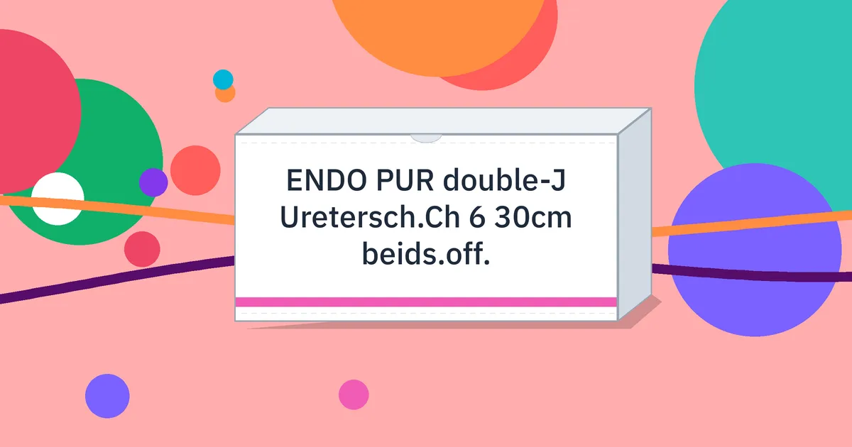 Symbolbild: Packung mit der Aufschrift ENDO PUR double-J Uretersch.Ch 6 30cm beids.off. (PZN 00437731) – Verfügbarkeit und Bezug in Apotheken in Frankfurt am Main