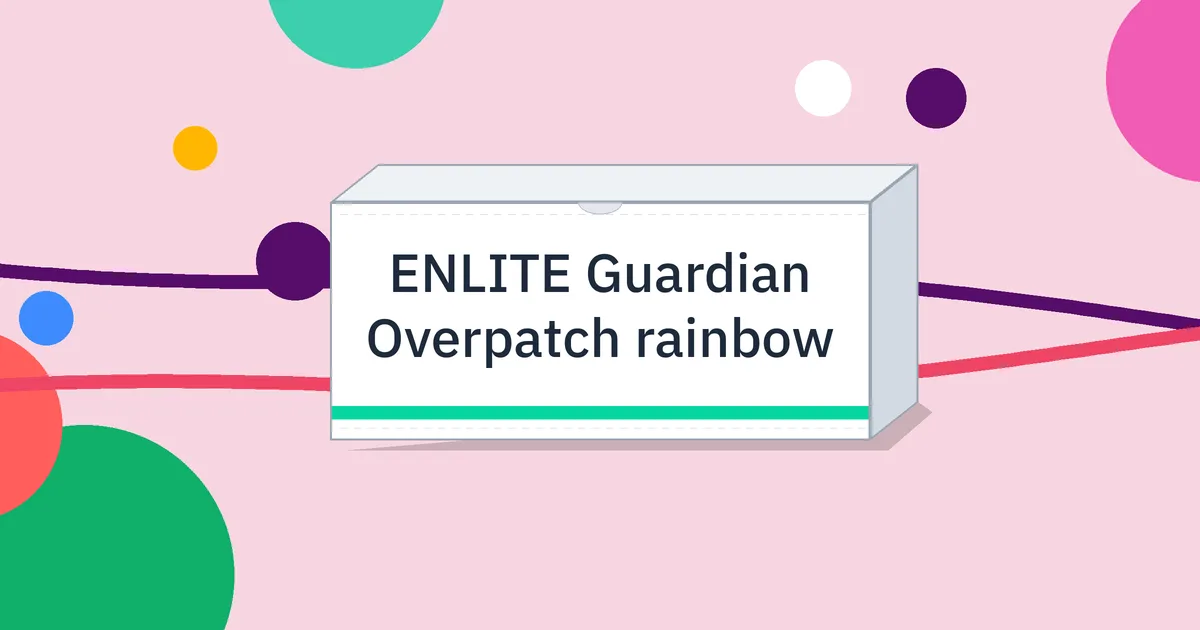 Symbolbild: Packung mit der Aufschrift ENLITE Guardian Overpatch rainbow (PZN 19864163) – Verfügbarkeit und Bezug in Apotheken in Frankfurt am Main
