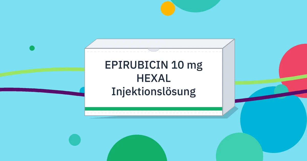 Symbolbild: Packung mit der Aufschrift EPIRUBICIN 10 mg HEXAL Injektionslösung (PZN 01529820) – Verfügbarkeit und Bezug in Apotheken in Frankfurt am Main