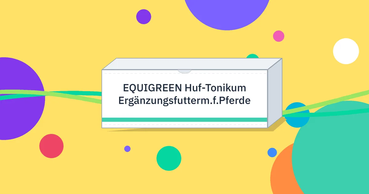 Symbolbild: Packung mit der Aufschrift EQUIGREEN Huf-Tonikum Ergänzungsfutterm.f.Pferde (PZN 17512738) – Verfügbarkeit und Bezug in Apotheken in Frankfurt am Main