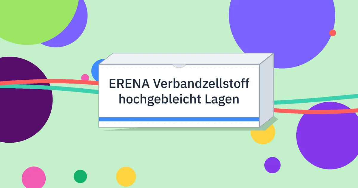 Symbolbild: Packung mit der Aufschrift ERENA Verbandzellstoff hochgebleicht Lagen (PZN 03289722) – Verfügbarkeit und Bezug in Apotheken in Frankfurt am Main