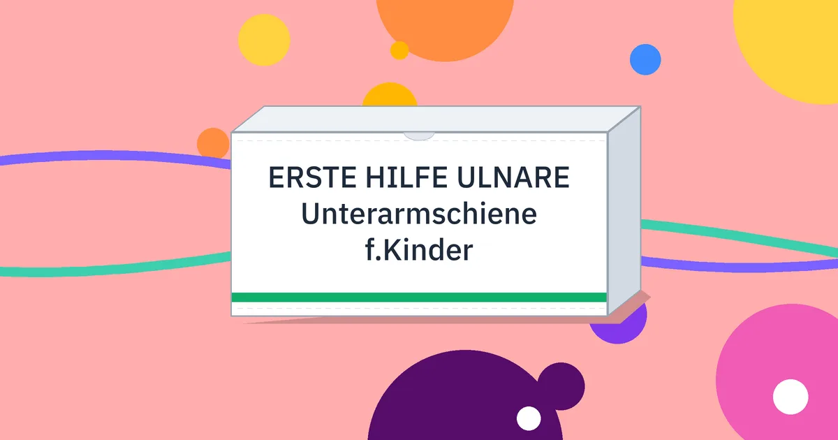 Symbolbild: Packung mit der Aufschrift ERSTE HILFE ULNARE Unterarmschiene f.Kinder (PZN 02036137) – Verfügbarkeit und Bezug in Apotheken in Frankfurt am Main