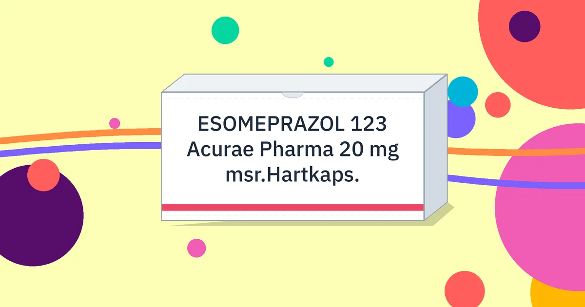 Symbolbild: Packung mit der Aufschrift ESOMEPRAZOL 123 Acurae Pharma 20 mg msr.Hartkaps. (PZN 19835575) – Verfügbarkeit und Bezug in Apotheken in Frankfurt am Main
