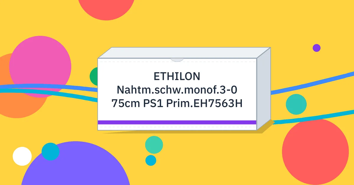 Symbolbild: Packung mit der Aufschrift ETHILON Nahtm.schw.monof.3-0 75cm PS1 Prim.EH7563H (PZN 16251827) – Verfügbarkeit und Bezug in Apotheken in Frankfurt am Main