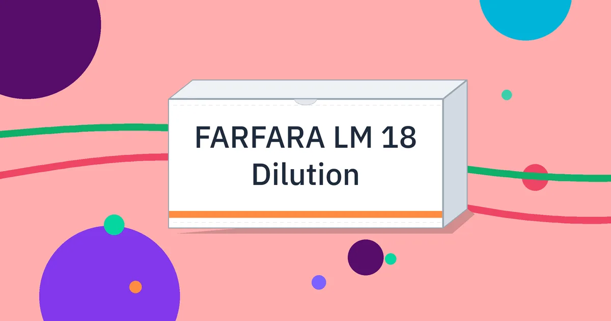 Symbolbild: Packung mit der Aufschrift FARFARA LM 18 Dilution (PZN 13487498) – Verfügbarkeit und Bezug in Apotheken in Frankfurt am Main