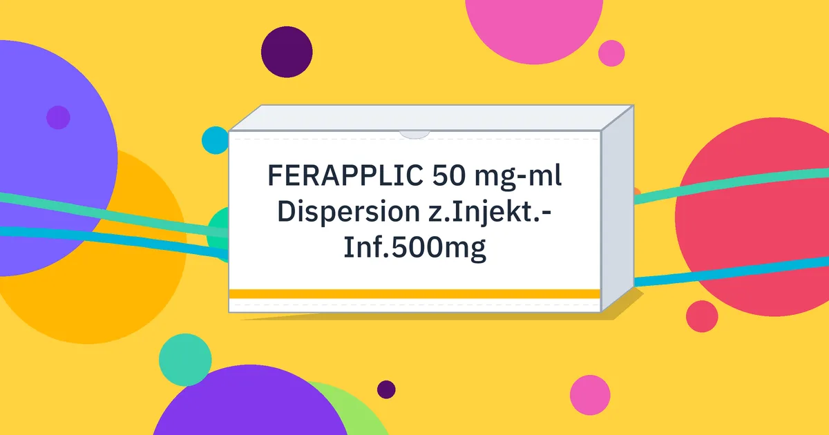 Symbolbild: Packung mit der Aufschrift FERAPPLIC 50 mg-ml Dispersion z.Injekt.-Inf.500mg (PZN 18426099) – Verfügbarkeit und Bezug in Apotheken in Frankfurt am Main