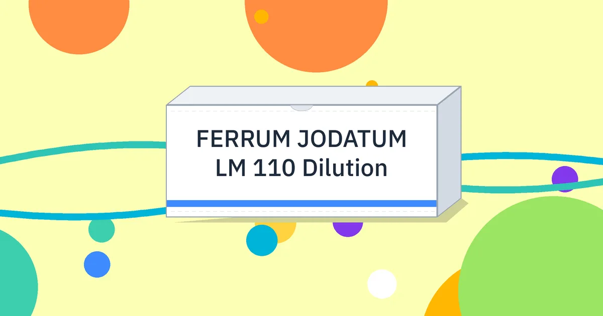 Symbolbild: Packung mit der Aufschrift FERRUM JODATUM LM 110 Dilution (PZN 12849226) – Verfügbarkeit und Bezug in Apotheken in Frankfurt am Main