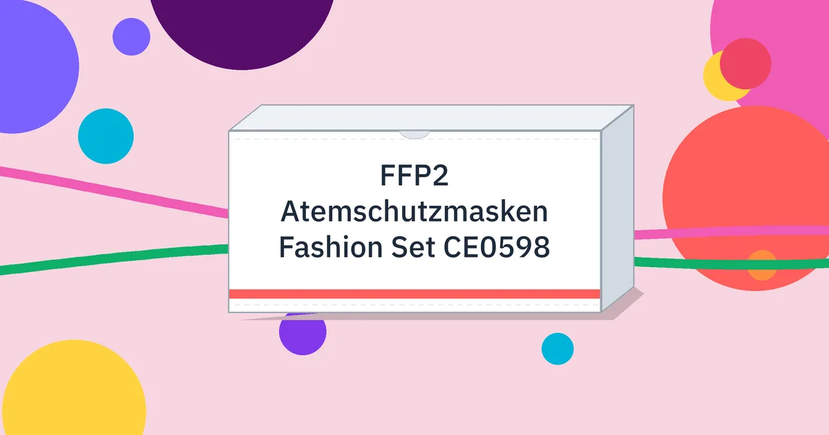 Symbolbild: Packung mit der Aufschrift FFP2 Atemschutzmasken Fashion Set CE0598 (PZN 17969076) – Verfügbarkeit und Bezug in Apotheken in Frankfurt am Main