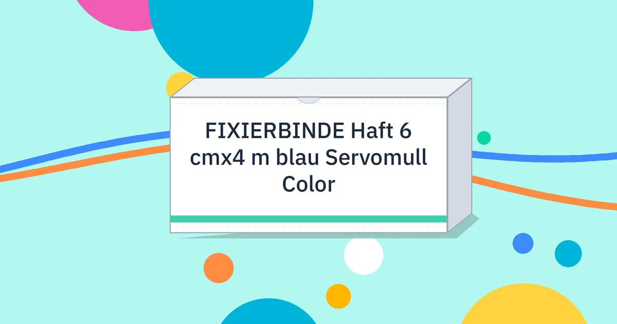 Symbolbild: Packung mit der Aufschrift FIXIERBINDE Haft 6 cmx4 m blau Servomull Color (PZN 04761606) – Verfügbarkeit und Bezug in Apotheken in Frankfurt am Main