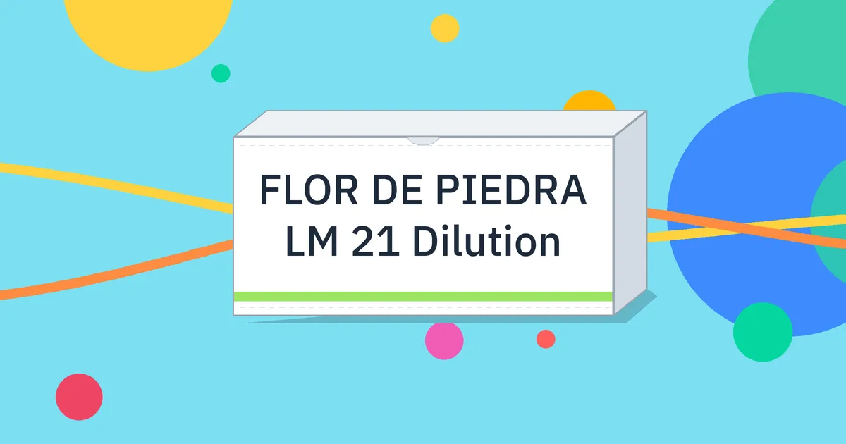 Symbolbild: Packung mit der Aufschrift FLOR DE PIEDRA LM 21 Dilution (PZN 13489385) – Verfügbarkeit und Bezug in Apotheken in Frankfurt am Main