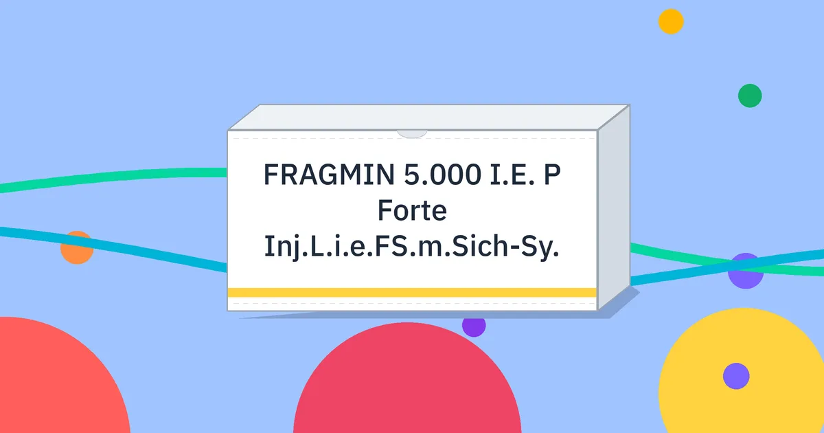 Symbolbild: Packung mit der Aufschrift FRAGMIN 5.000 I.E. P Forte Inj.L.i.e.FS.m.Sich-Sy. (PZN 09714847) – Verfügbarkeit und Bezug in Apotheken in Frankfurt am Main
