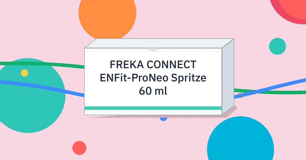Symbolbild: Packung mit der Aufschrift FREKA CONNECT ENFit-ProNeo Spritze 60 ml (PZN 19523462) – Verfügbarkeit und Bezug in Apotheken in Frankfurt am Main