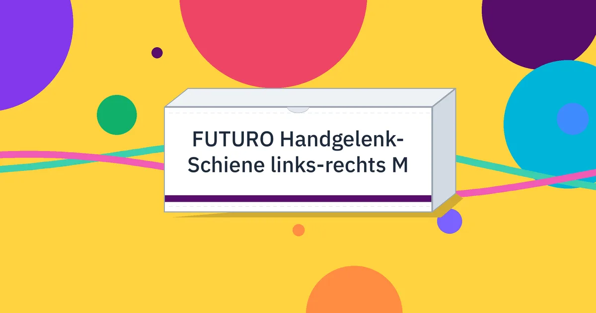 Symbolbild: Packung mit der Aufschrift FUTURO Handgelenk-Schiene links-rechts M (PZN 04536418) – Verfügbarkeit und Bezug in Apotheken in Frankfurt am Main