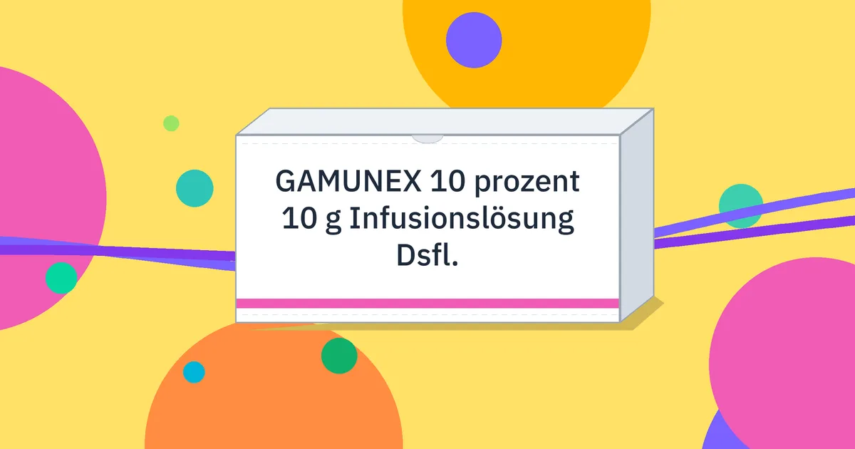 Symbolbild: Packung mit der Aufschrift GAMUNEX 10 prozent 10 g Infusionslösung Dsfl. (PZN 00440443) – Verfügbarkeit und Bezug in Apotheken in Frankfurt am Main