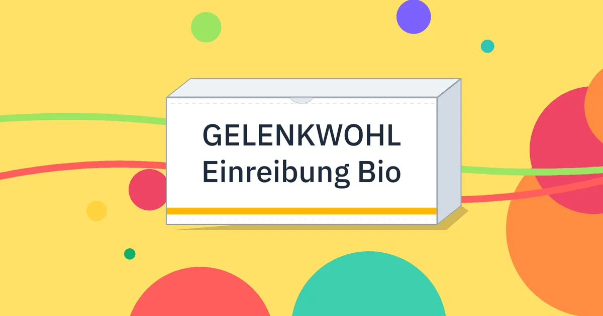 Symbolbild: Packung mit der Aufschrift GELENKWOHL Einreibung Bio (PZN 19975810) – Verfügbarkeit und Bezug in Apotheken in Frankfurt am Main