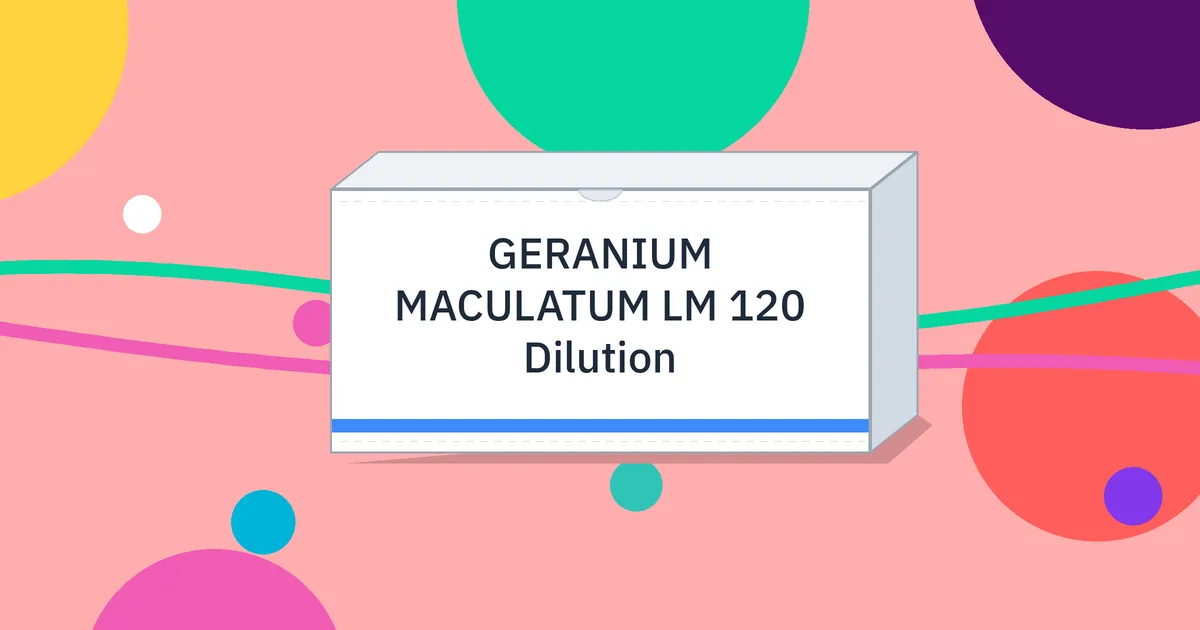 Symbolbild: Packung mit der Aufschrift GERANIUM MACULATUM LM 120 Dilution (PZN 12877004) – Verfügbarkeit und Bezug in Apotheken in Frankfurt am Main
