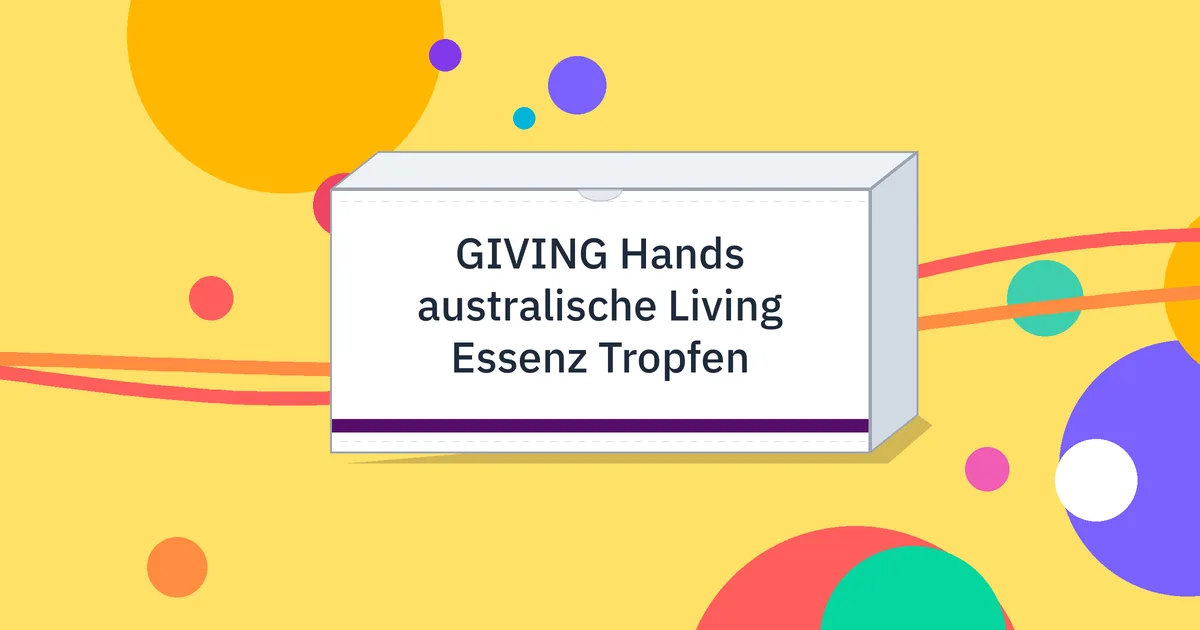 Symbolbild: Packung mit der Aufschrift GIVING Hands australische Living Essenz Tropfen (PZN 05009773) – Verfügbarkeit und Bezug in Apotheken in Frankfurt am Main