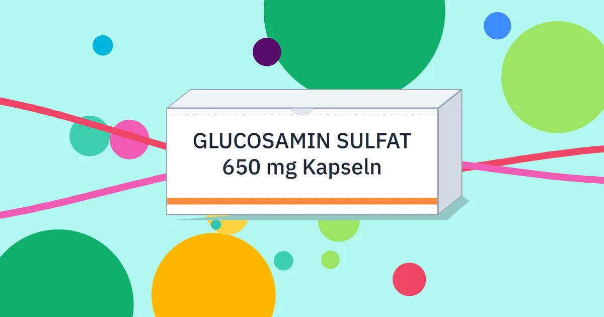 Symbolbild: Packung mit der Aufschrift GLUCOSAMIN SULFAT 650 mg Kapseln (PZN 18803774) – Verfügbarkeit und Bezug in Apotheken in Frankfurt am Main