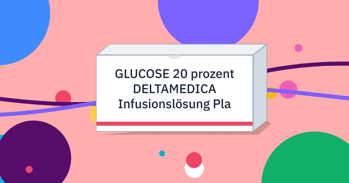 Symbolbild: Packung mit der Aufschrift GLUCOSE 20 prozent DELTAMEDICA Infusionslösung Pla (PZN 02349480) – Verfügbarkeit und Bezug in Apotheken in Frankfurt am Main