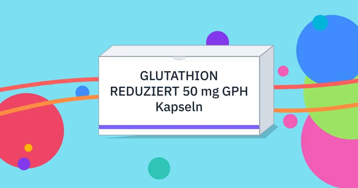Symbolbild: Packung mit der Aufschrift GLUTATHION REDUZIERT 50 mg GPH Kapseln (PZN 09786456) – Verfügbarkeit und Bezug in Apotheken in Frankfurt am Main