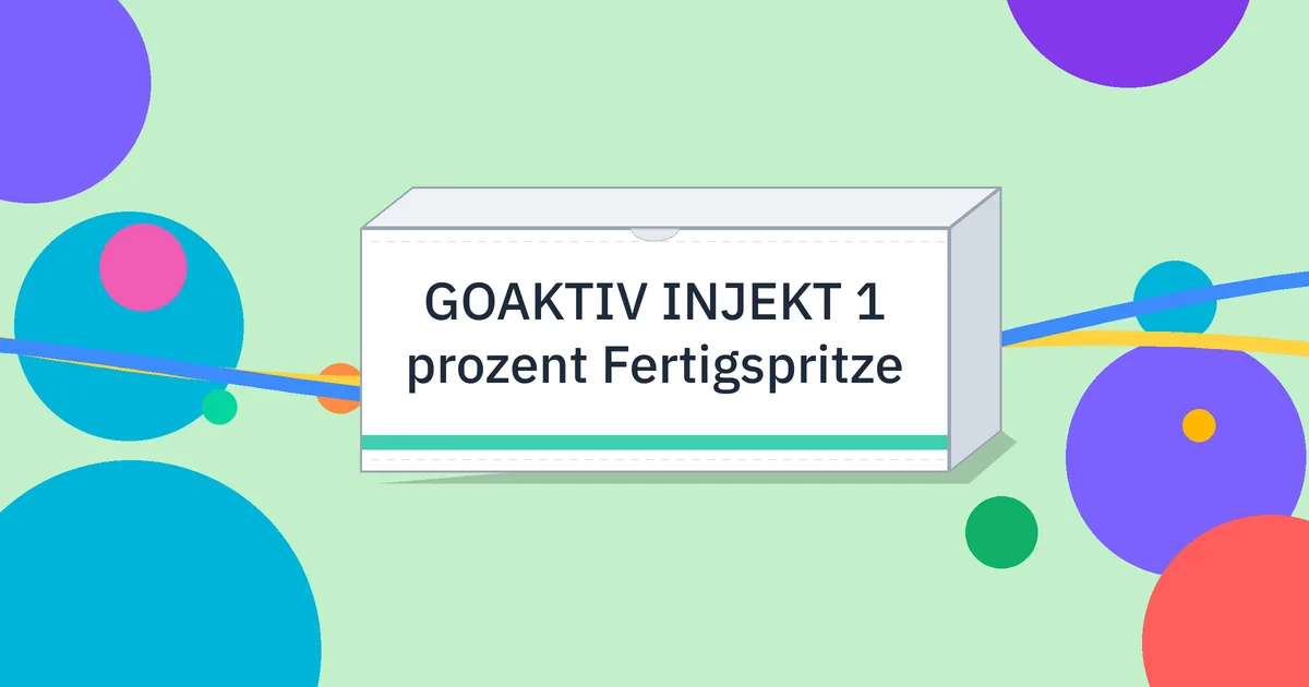 Symbolbild: Packung mit der Aufschrift GOAKTIV INJEKT 1 prozent Fertigspritze (PZN 19711293) – Verfügbarkeit und Bezug in Apotheken in Frankfurt am Main