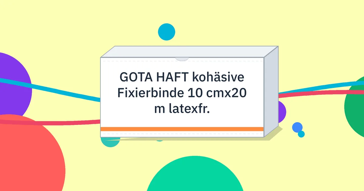 Symbolbild: Packung mit der Aufschrift GOTA HAFT kohäsive Fixierbinde 10 cmx20 m latexfr. (PZN 09537405) – Verfügbarkeit und Bezug in Apotheken in Frankfurt am Main