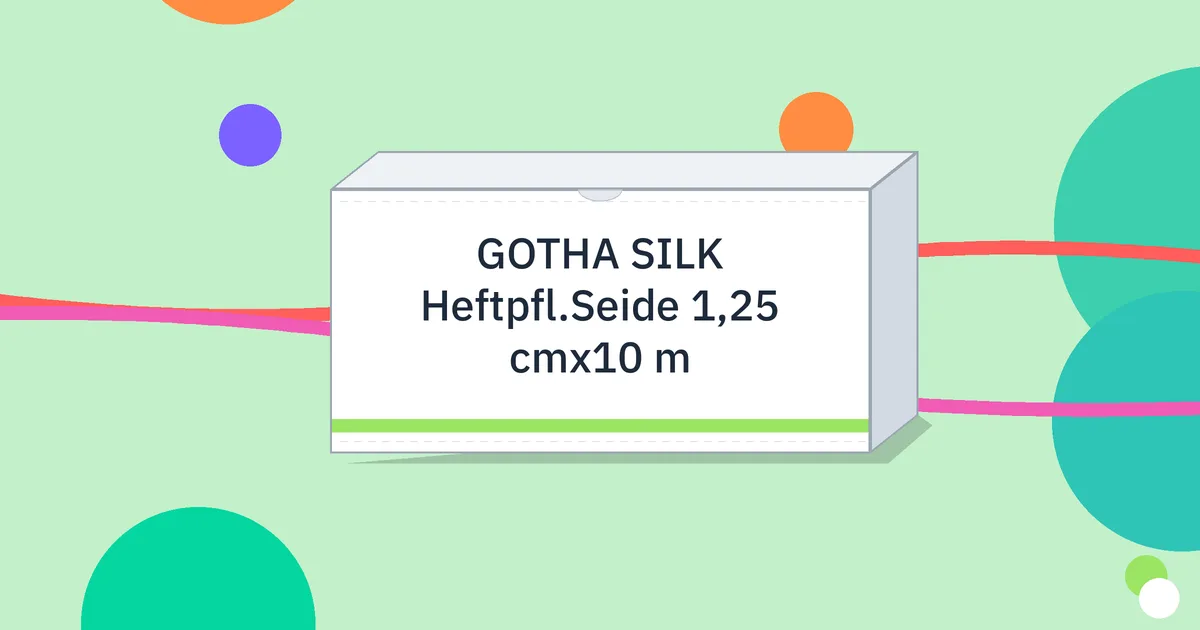 Symbolbild: Packung mit der Aufschrift GOTHA SILK Heftpfl.Seide 1,25 cmx10 m (PZN 07105340) – Verfügbarkeit und Bezug in Apotheken in Frankfurt am Main