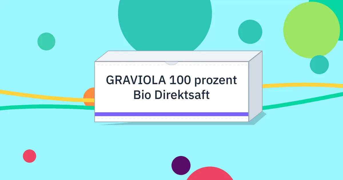 Symbolbild: Packung mit der Aufschrift GRAVIOLA 100 prozent Bio Direktsaft (PZN 10708208) – Verfügbarkeit und Bezug in Apotheken in Frankfurt am Main