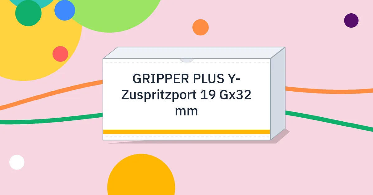 Symbolbild: Packung mit der Aufschrift GRIPPER PLUS Y-Zuspritzport 19 Gx32 mm (PZN 09675656) – Verfügbarkeit und Bezug in Apotheken in Frankfurt am Main
