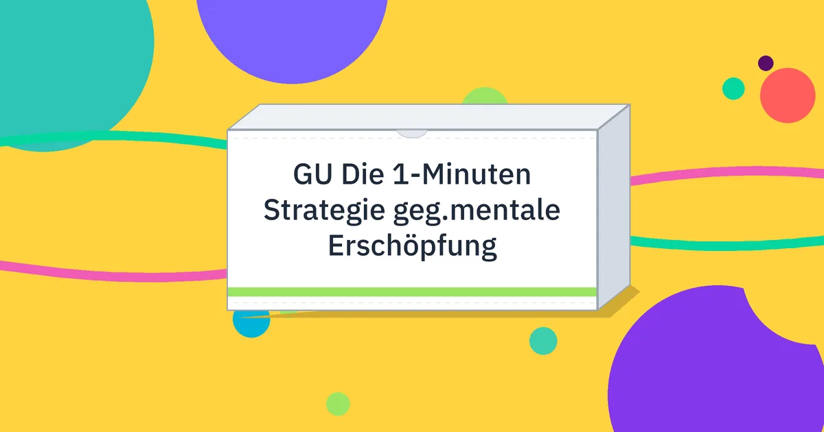 Symbolbild: Packung mit der Aufschrift GU Die 1-Minuten Strategie geg.mentale Erschöpfung (PZN 20117750) – Verfügbarkeit und Bezug in Apotheken in Frankfurt am Main