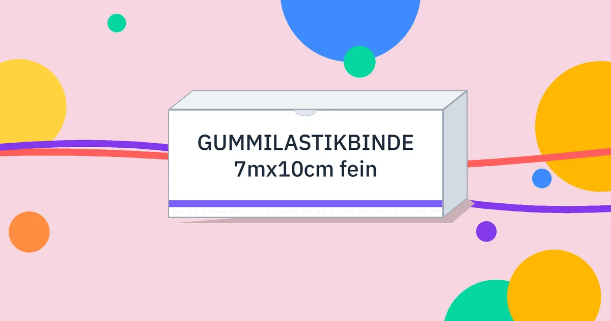 Symbolbild: Packung mit der Aufschrift GUMMILASTIKBINDE 7mx10cm fein (PZN 01721457) – Verfügbarkeit und Bezug in Apotheken in Frankfurt am Main