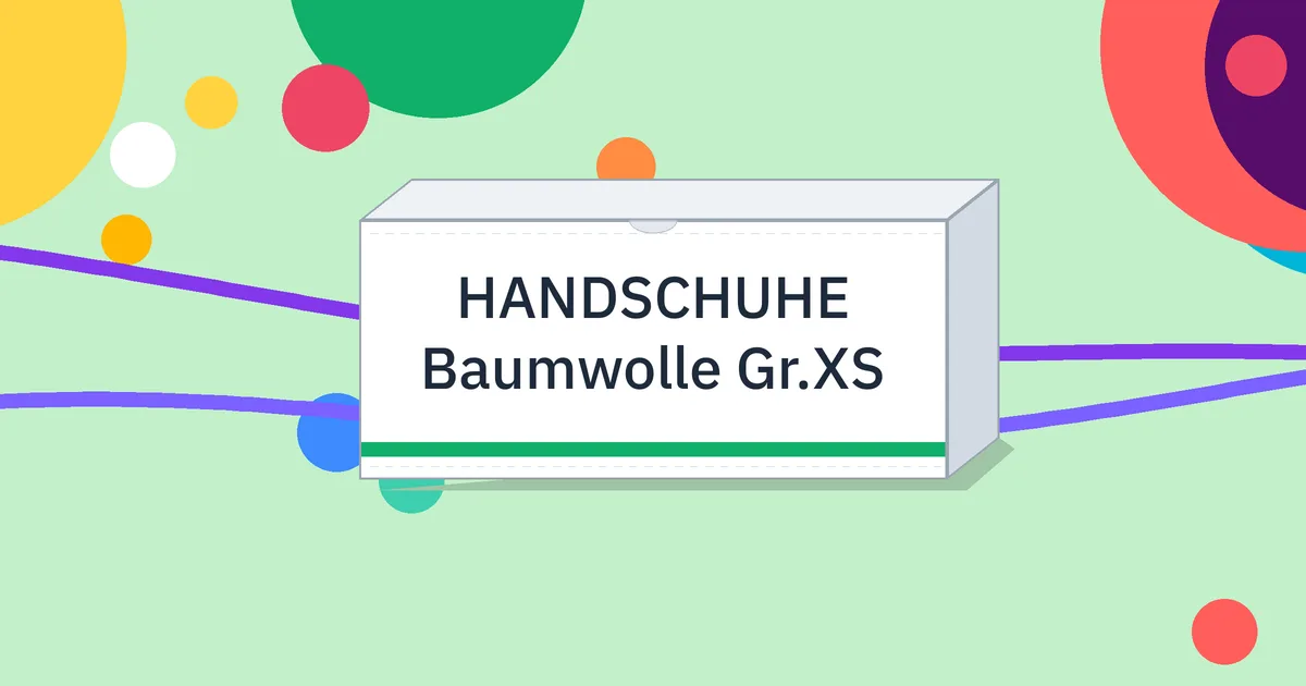 Symbolbild: Packung mit der Aufschrift HANDSCHUHE Baumwolle Gr.XS (PZN 08761141) – Verfügbarkeit und Bezug in Apotheken in Frankfurt am Main