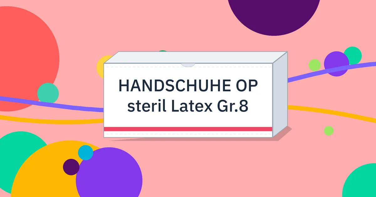 Symbolbild: Packung mit der Aufschrift HANDSCHUHE OP steril Latex Gr.8 (PZN 01963290) – Verfügbarkeit und Bezug in Apotheken in Frankfurt am Main