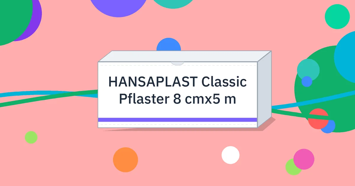 Symbolbild: Packung mit der Aufschrift HANSAPLAST Classic Pflaster 8 cmx5 m (PZN 14284478) – Verfügbarkeit und Bezug in Apotheken in Frankfurt am Main