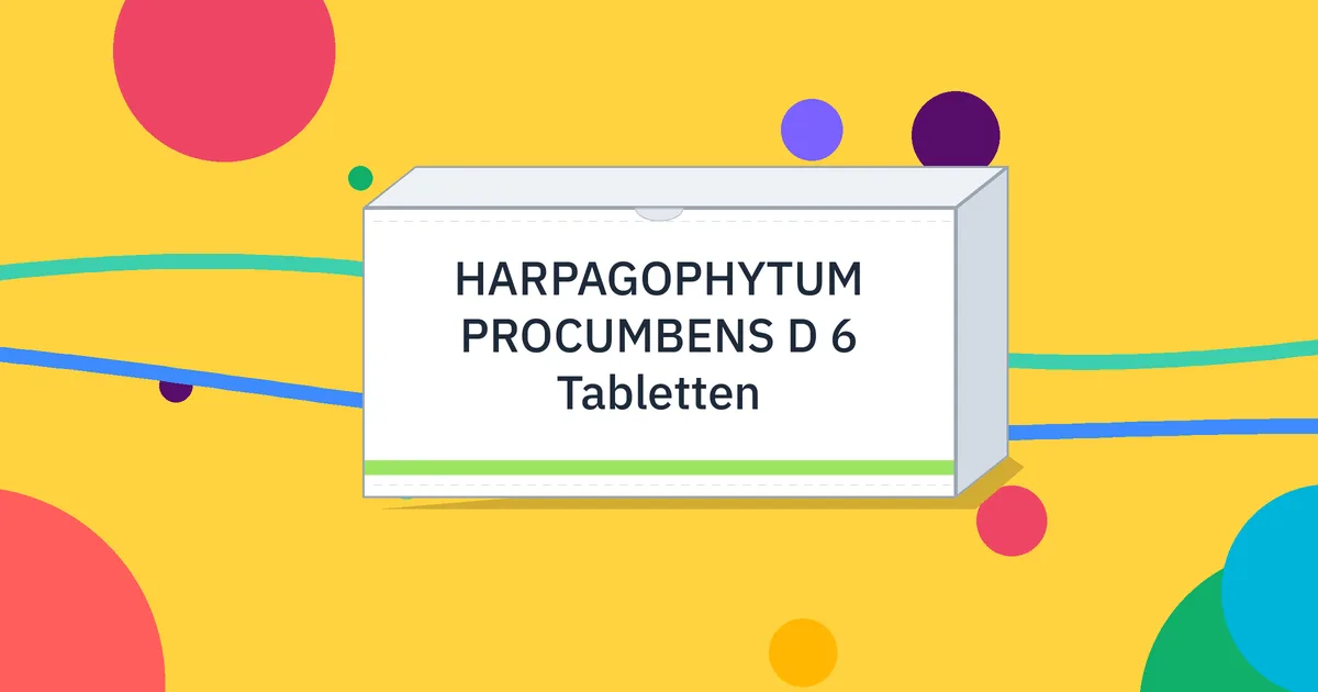 Symbolbild: Packung mit der Aufschrift HARPAGOPHYTUM PROCUMBENS D 6 Tabletten (PZN 02631153) – Verfügbarkeit und Bezug in Apotheken in Frankfurt am Main