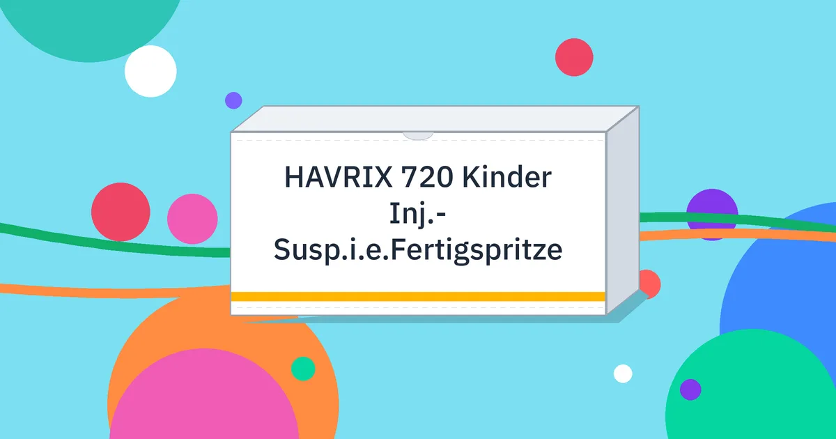Symbolbild: Packung mit der Aufschrift HAVRIX 720 Kinder Inj.-Susp.i.e.Fertigspritze (PZN 05559887) – Verfügbarkeit und Bezug in Apotheken in Frankfurt am Main