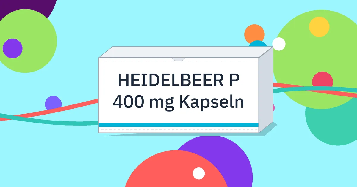 Symbolbild: Packung mit der Aufschrift HEIDELBEER P 400 mg Kapseln (PZN 09786657) – Verfügbarkeit und Bezug in Apotheken in Frankfurt am Main